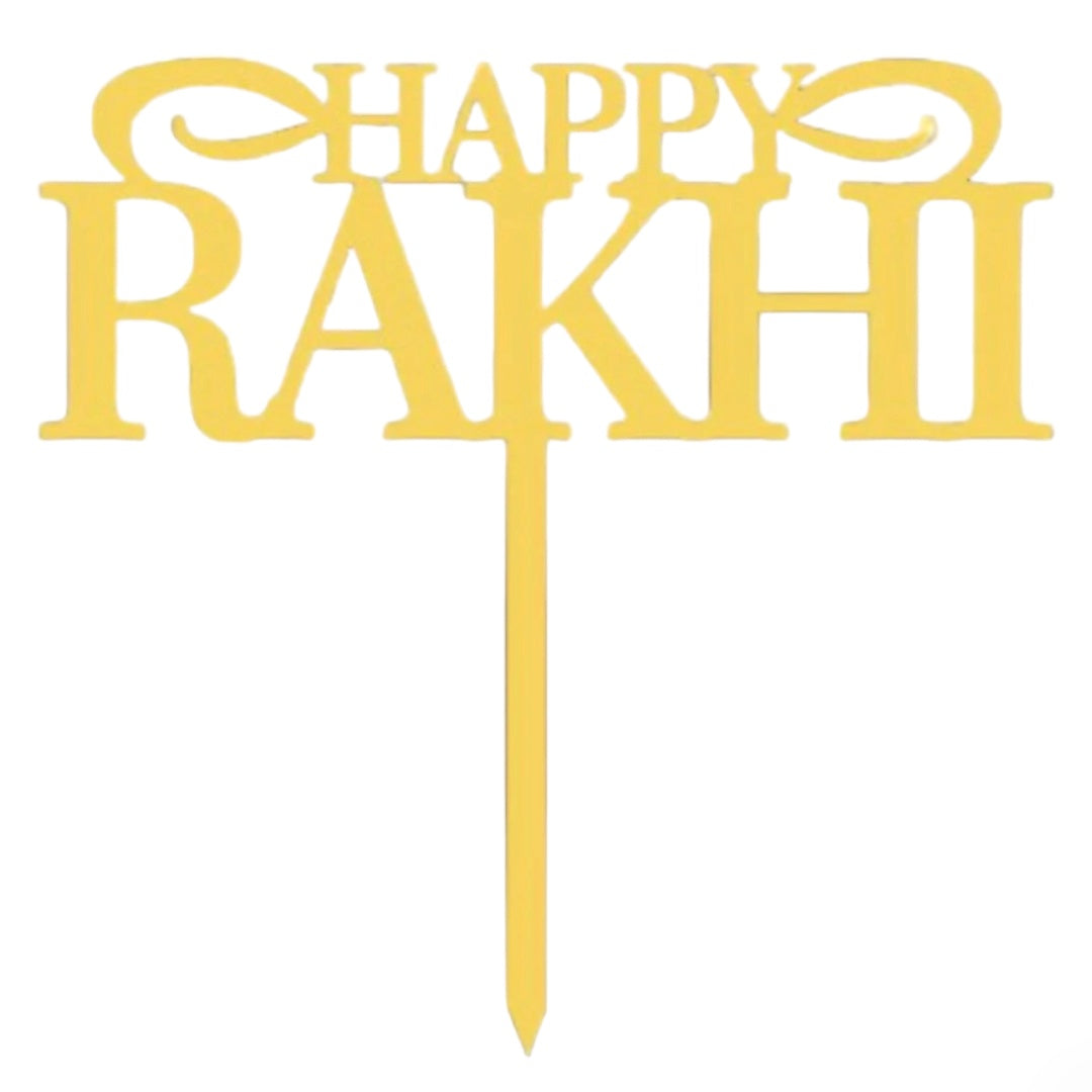 D505 Happy Rakhi Golden Acrylic Cake Topper – Vinayak De Food Mart