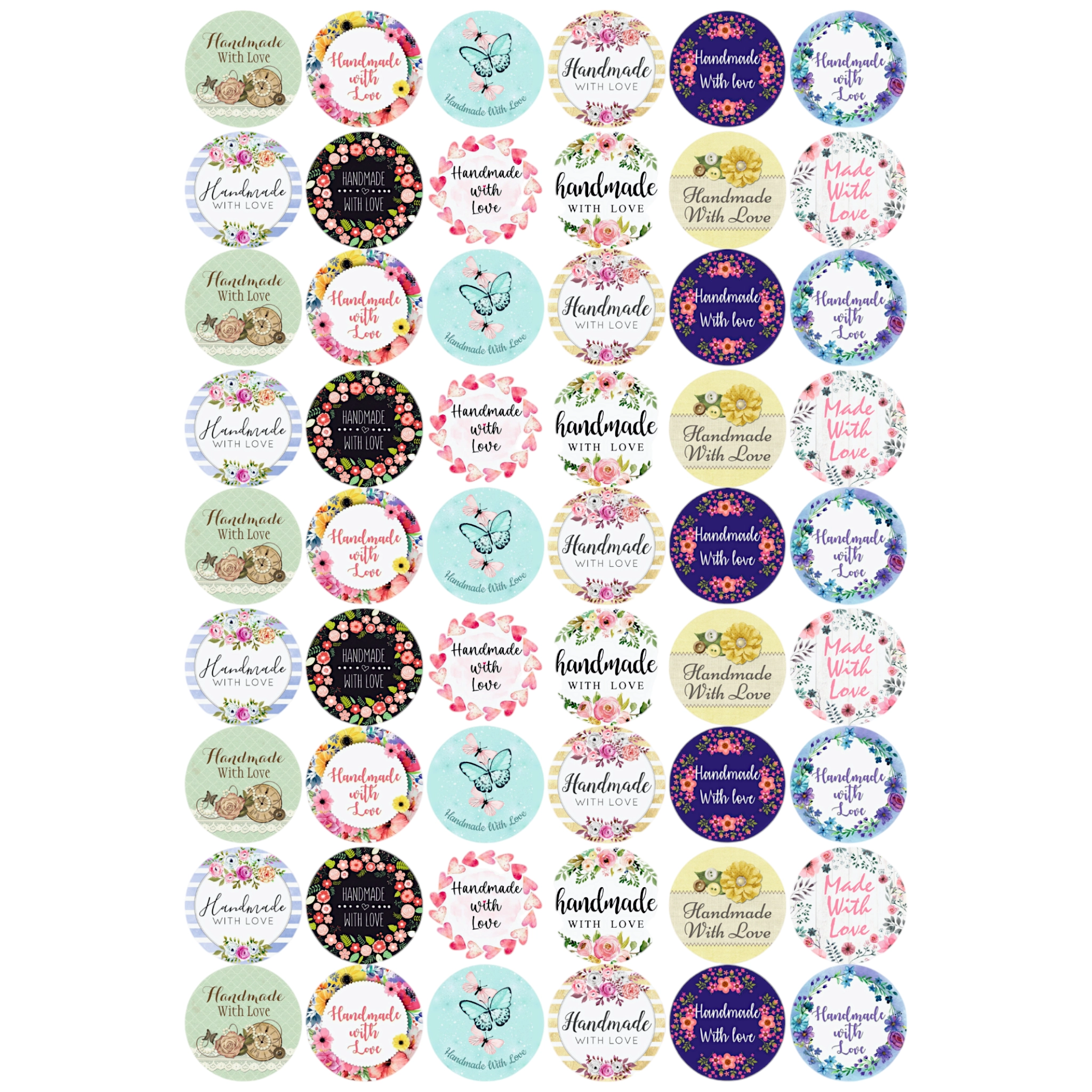 J1001A Handmade with Love Round Sticker Sheet – Vinayak De Food Mart