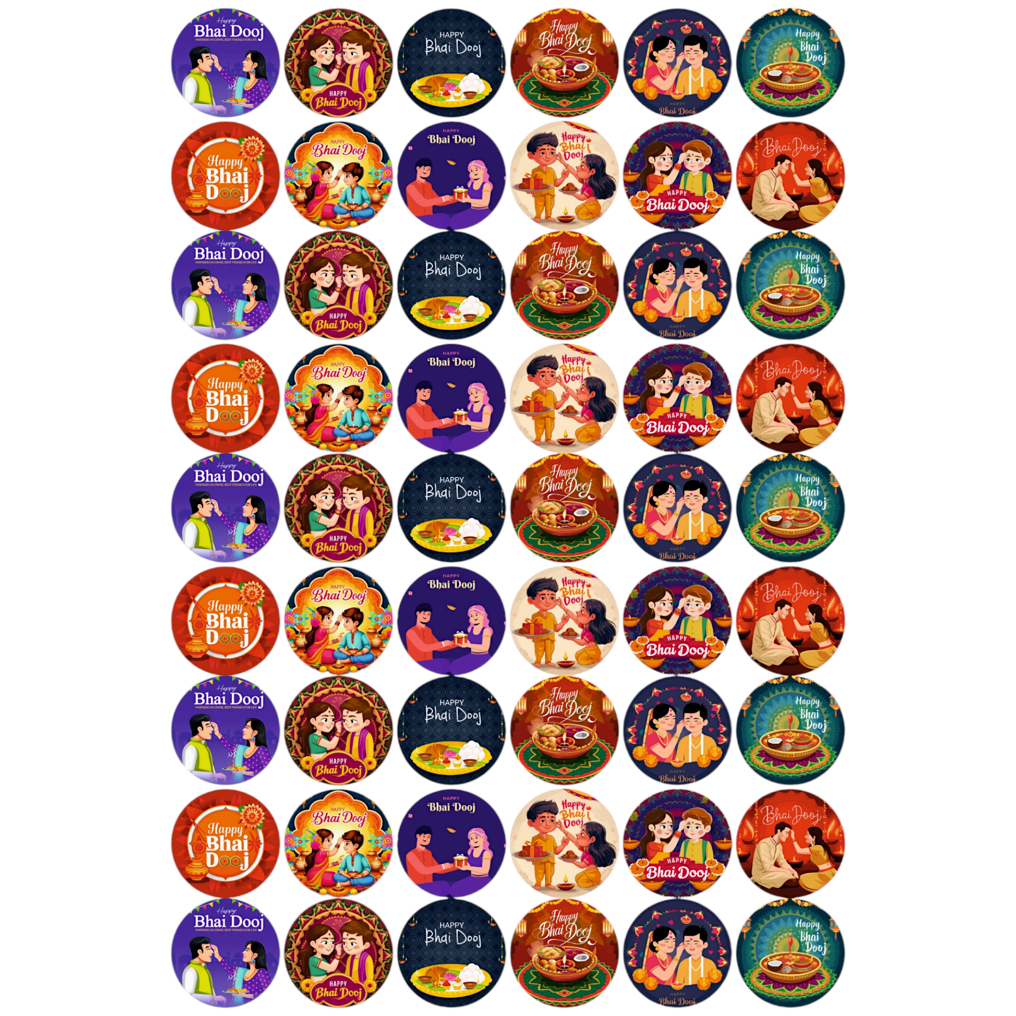 J1012A Happy Bhaidooj Round Sticker Sheet – Vinayak De Food Mart