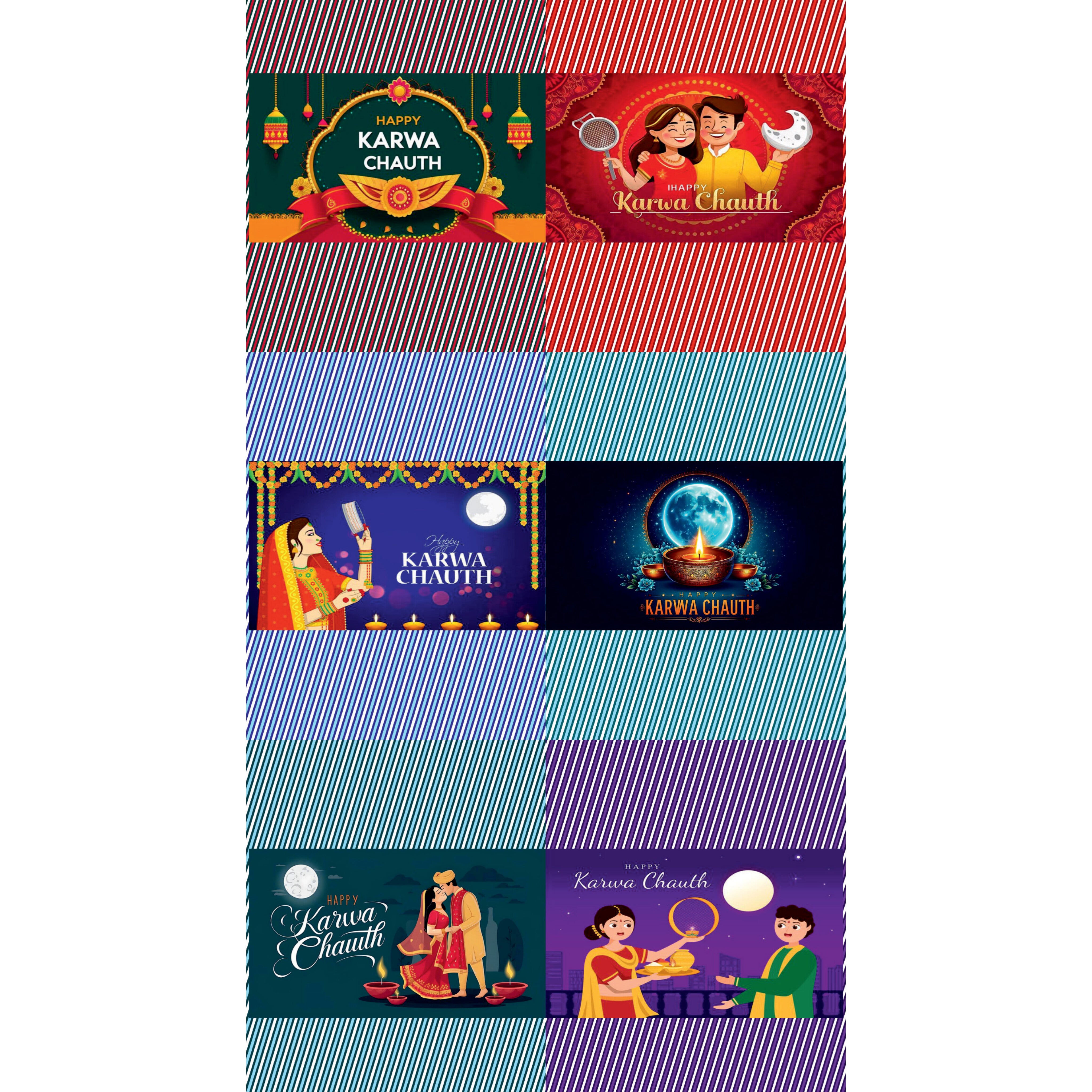 J1008A Happy Karwachauth Horizontal Medium Chocolate Bar Sticker Sheet ...