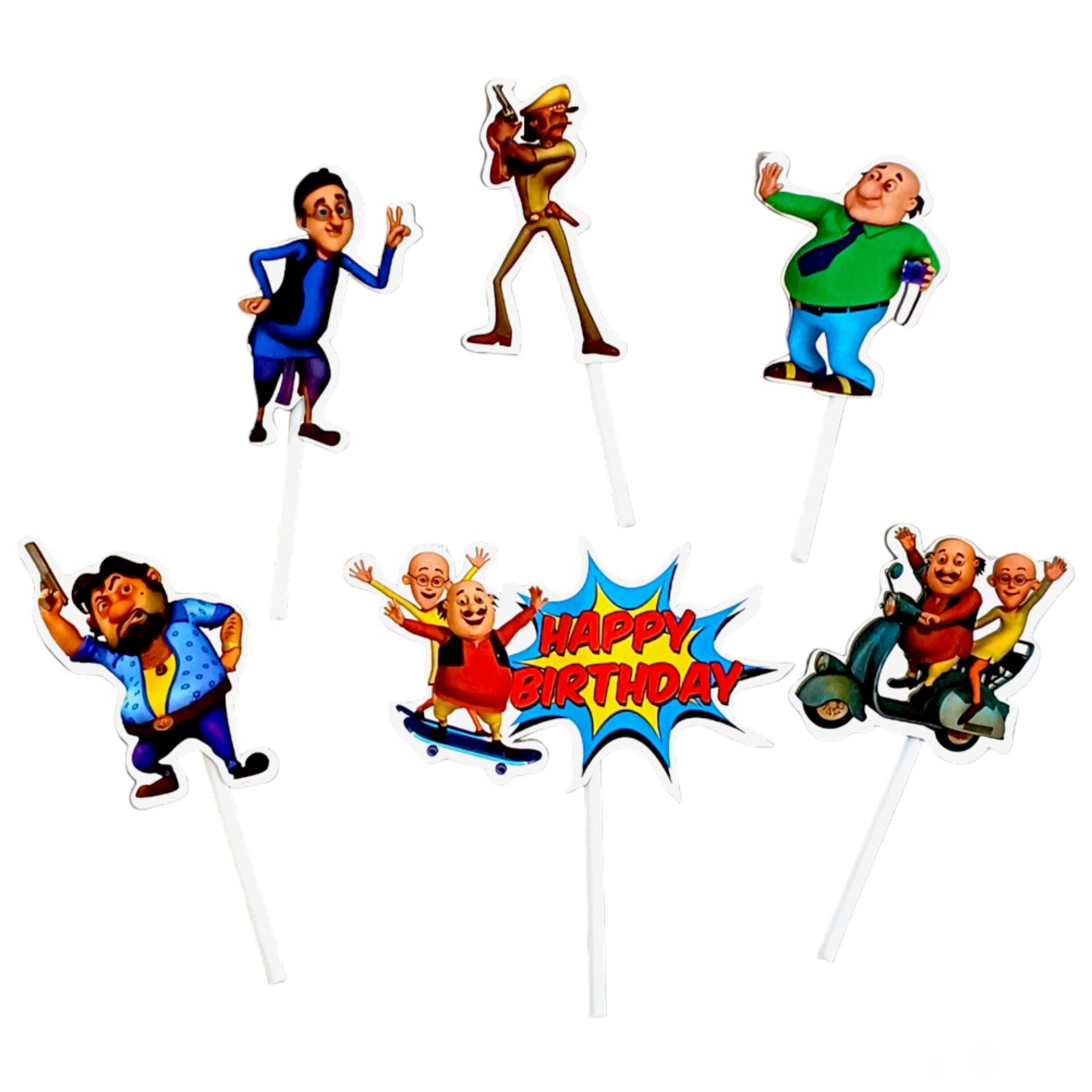 A230 Motu Patlu Cake Toppers | Cartoon Paper Theme Toppers Set ...