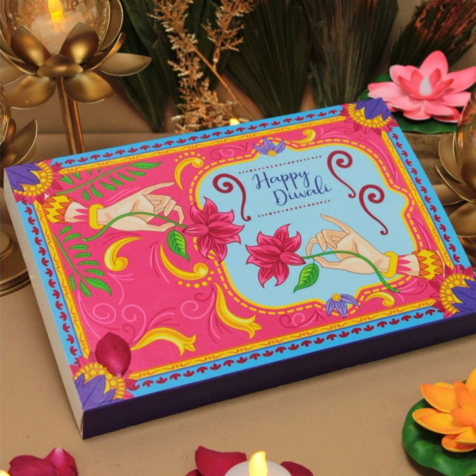 M328 18 Cavity Happy Diwali Pink Lotus Chocolate Box – Vinayak De Food Mart