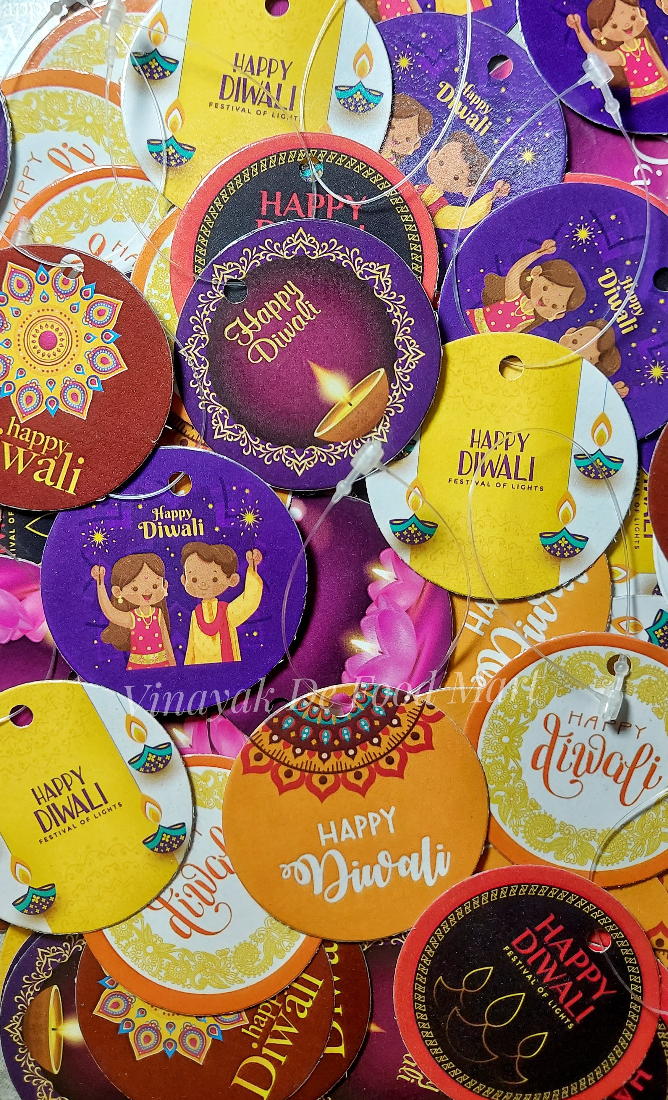 A66 Happy Diwali Tags with Thread 50 Pieces – Vinayak De Food Mart